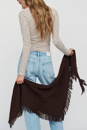 Anthropologie Shay Triangle Frge Scarf Wrap - Brown