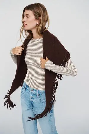 Anthropologie Shay Triangle Frge Scarf Wrap - Brown