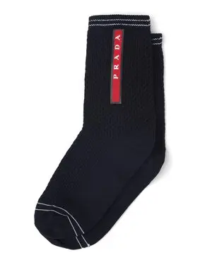 Prada Technical Yarn Ankle Socks - Black