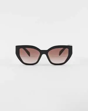Prada Sunglasses With Logo - Opaque Gradient Dark Brown Lenses