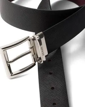 Prada Saffiano Leather Reversible Belt - Black