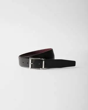Prada Saffiano Leather Reversible Belt - Black/garnet