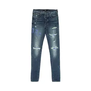 Amiri Skinny Old English Logo Jeans - Blue