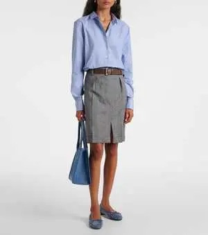 CHRISTIAN LOUBOUTIN Sweetie Jane Spikes Denim Ballet Flats - Blue