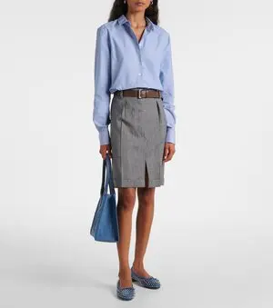 CHRISTIAN LOUBOUTIN Sweetie Jane Spikes Denim Ballet Flats - Blue