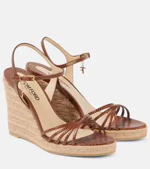 TOM FORD Cabana Leather Wedge Espadrilles