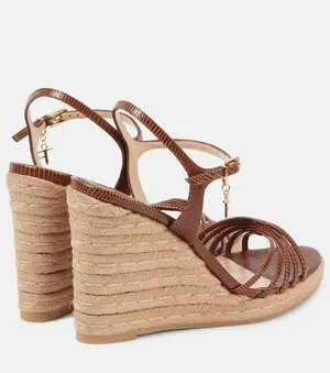 TOM FORD Cabana Leather Wedge Espadrilles
