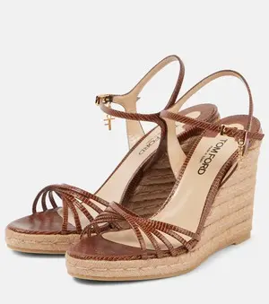 TOM FORD Cabana Leather Wedge Espadrilles