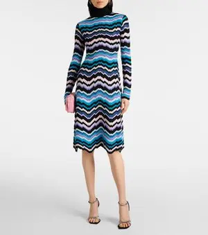 Missoni Zigzag Knitted Turtleneck Midi Dress - Multicoloured