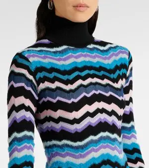 Missoni Zigzag Knitted Turtleneck Midi Dress - Multicoloured