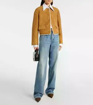 NILI LOTAN Zanie Shearling-lined Suede Jacket - Beige