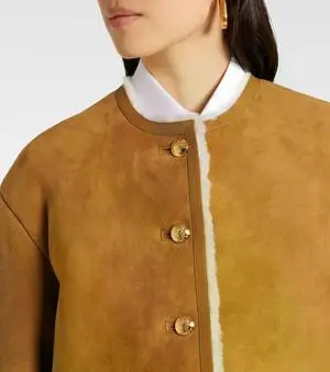 NILI LOTAN Zanie Shearling-lined Suede Jacket - Beige