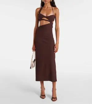 NENSI DOJAKA Asymmetric Silk Midi Dress