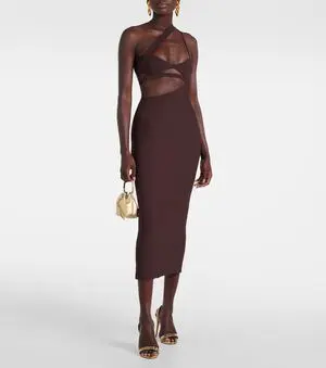 NENSI DOJAKA Asymmetric Silk Midi Dress