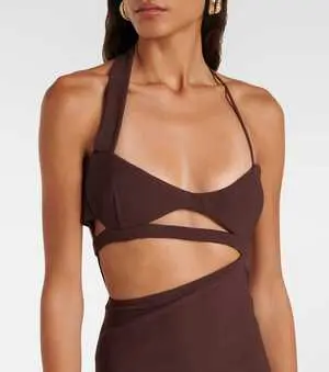 NENSI DOJAKA Asymmetric Silk Midi Dress