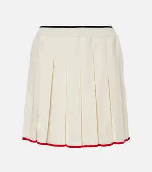 Thom Browne Pleated Wool-blend Mini Skirt - White