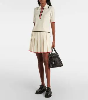 Thom Browne Pleated Wool-blend Mini Skirt - White