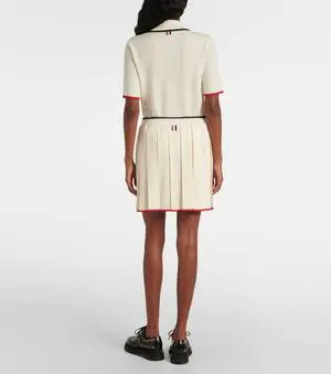 Thom Browne Pleated Wool-blend Miniskirt - White