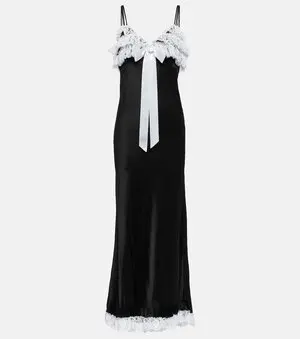RODARTE Lace-trimmed Silk Maxi Dress - Black