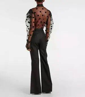 Nina Ricci Wool Gabardine Flared Pants - Black