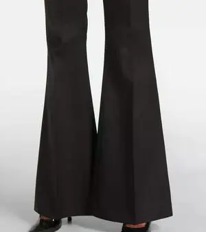 Nina Ricci Wool Gabardine Flared Pants - Black