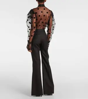 Nina Ricci Wool Gabardine Flared Trousers - Black