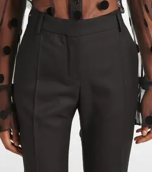 Nina Ricci Wool Gabardine Flared Trousers - Black