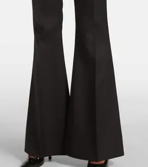 Nina Ricci Wool Gabardine Flared Trousers - Black