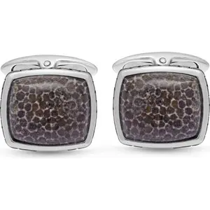 LUVMYJEWELRY Fossil Agate Sterling Cufflinks