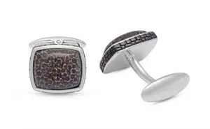 LUVMYJEWELRY Fossil Agate Sterling Cufflinks