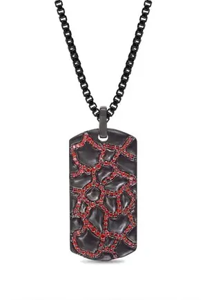 LUVMYJEWELRY Sterling Garnet Tag Necklace - Silver