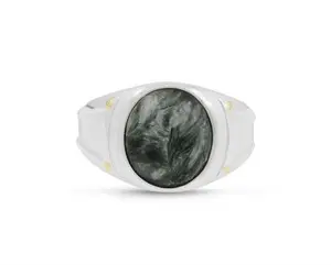 LUVMYJEWELRY Seraphinite Signet Ring - Silver