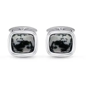LUVMYJEWELRY Tree Agate Sterling Cufflinks