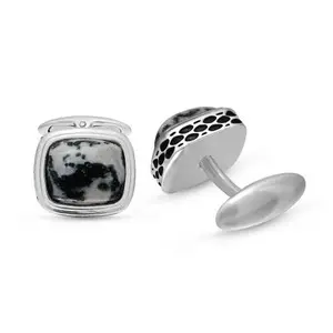 LUVMYJEWELRY Tree Agate Sterling Cufflinks