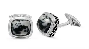 LUVMYJEWELRY Tree Agate Sterling Cufflinks