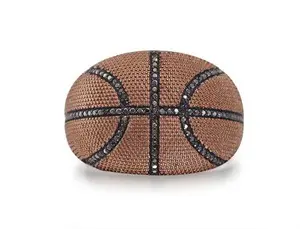 LUVMYJEWELRY Sterling & Black Diamond Basketball Ring - Brown