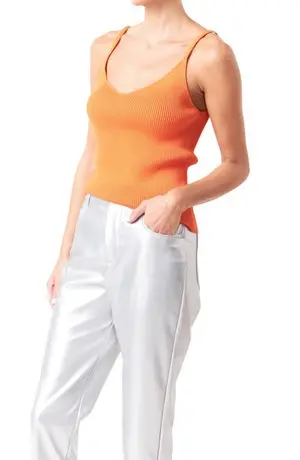 GREY LAB Shiny Faux Leather Straight Leg Pants