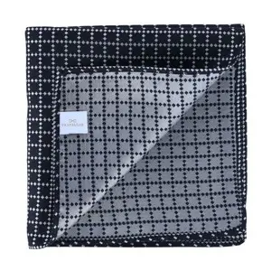 Trafalgar Rowan Geometric Pattern Silk Pocket Square - Black