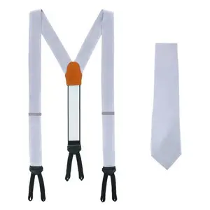 Trafalgar Sutton Silk Brace And Necktie Combo - Silver