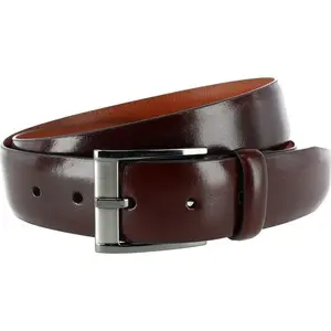 Trafalgar Matteo 35mm Feather Edge Leather Belt With Italian Buckle - Brown