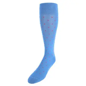 Trafalgar Trafalgar Leo Polka Dot Mid-Calf Socks Light Blue With Coral Dots