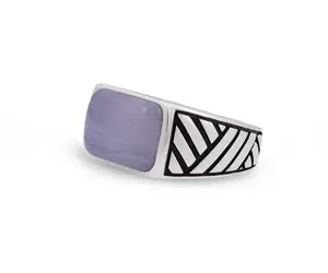 LUVMYJEWELRY Lace Agate Signet Ring - Blue