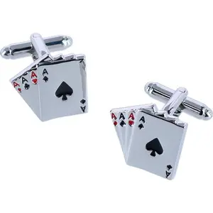 Trafalgar Four Of A Kind Novelty Card Game Cufflinks - Silver