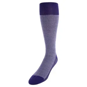 Trafalgar Trafalgar Hunter Merino Wool Herringbone Mid-Calf Socks Purple With Ash