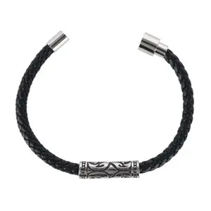 Trafalgar Silver Filigree Leather Bracelet