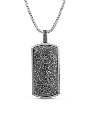 LUVMYJEWELRY Fossil Agate Sterling Tag Necklace - Silver