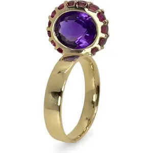 LESLIE PAIGE 14k Gold Amethyst Ring - Gold/sapphire/amethyst