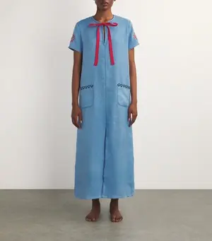 Sleeper Linen Embroidered Petra Maxi Dress
