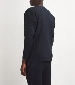 Issey Miyake Basics Pleated Cardigan - Navy