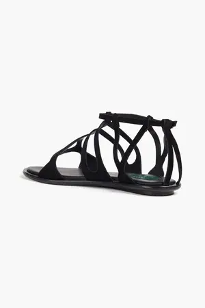 Emilio Pucci Lasercut Suede Sandals - Black